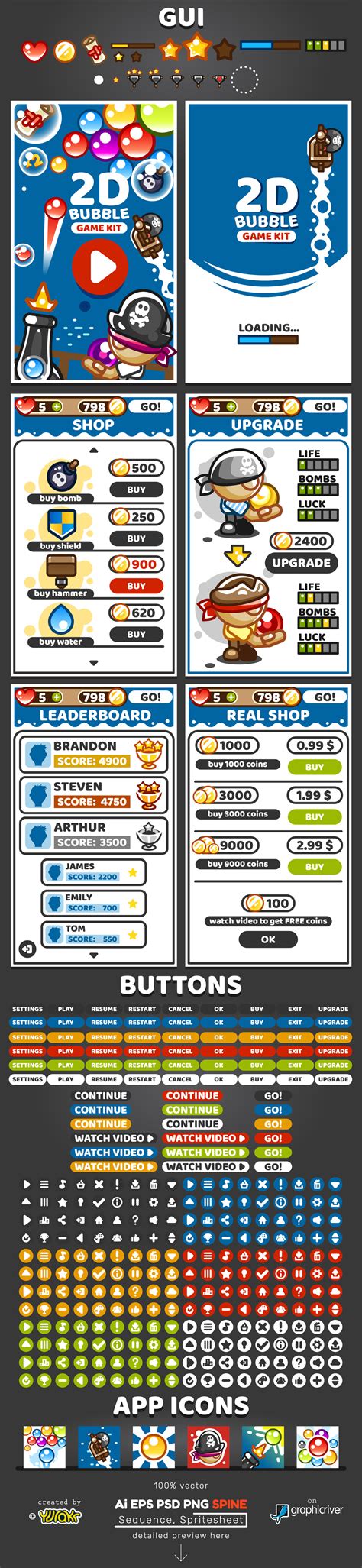 2D BUBBLE Game Kit Behance