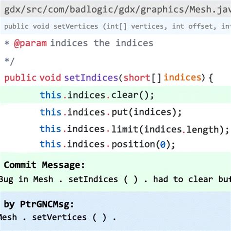 An Example Of The Code Diff And The Corresponding Commit Messages