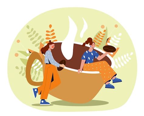 커피를 마시는 사람들 프리미엄 벡터