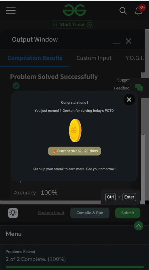 yeshwanthraj g on linkedin gfg160 geekstreak2024 problemsolving geeksforgeeks coding…