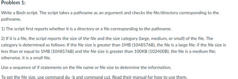 Solved Problem Write A Bash Script The Script Takes A Chegg