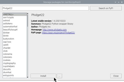 raspberry pi and python phidgets support