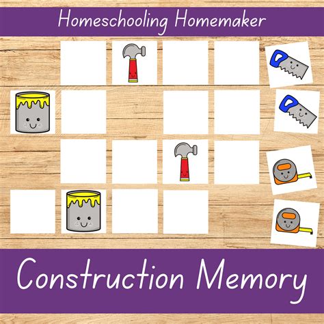 Construction Memory Game Homeschooling Homemaker