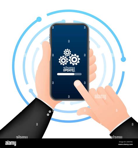 System Software Update Data Update Or Synchronize With Progress Bar On The Screen Vector