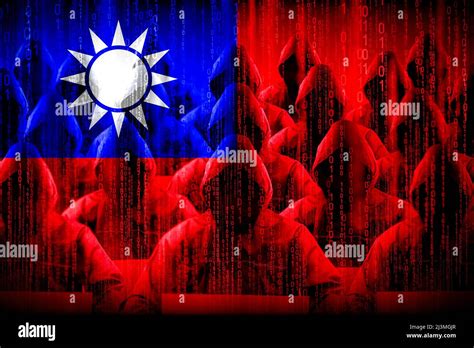 anonymous hooded hackers flag of taiwan binary code cyber attack
