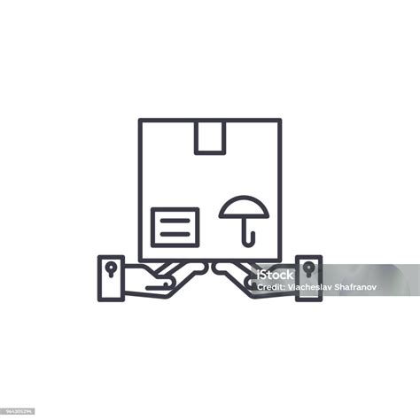 소포 처리 선형 아이콘 개념입니다 선 벡터 기호 기호 그림을 처리 하는 소포 경계 표지에 대한 스톡 벡터 아트 및 기타 이미지
