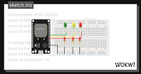 3 Leds PWM Wokwi ESP32 STM32 Arduino Simulator