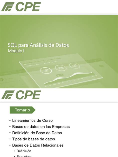 sql para análisis de datos módulo i pdf gestión de datos modelo