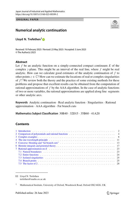 Pdf Numerical Analytic Continuation