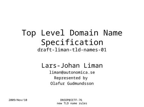 Pptx Top Level Domain Name Specification Draft Liman Tld Names 01