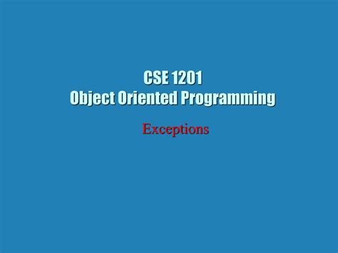 Cse 1201 Object Oriented Programming Ppt Download