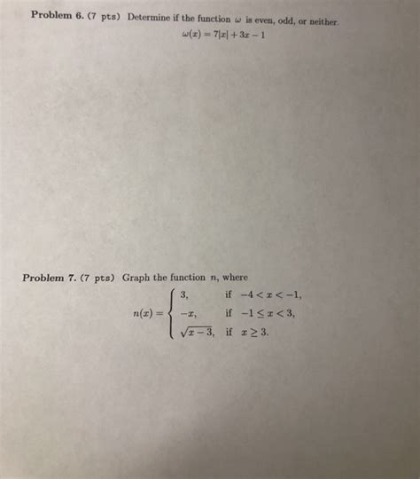 solved problem 6 7 pts determine if the function w is