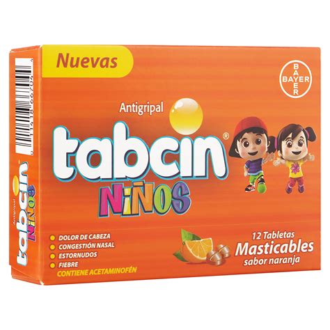 Comprar Antigripal Infantil Tabcin Niños Masticable 12 Tabletas
