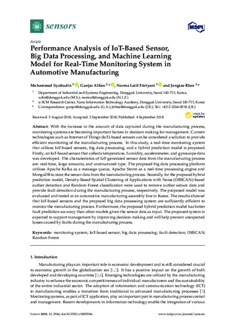 Pdf Performance Analysis Of Iot Based Sensor Big Data Processing