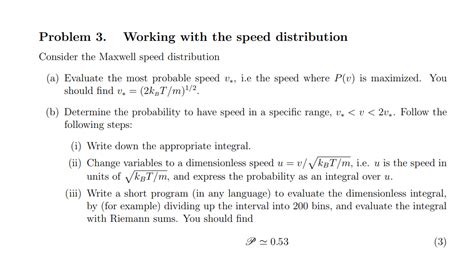 solved problem 3 working with the speed distribution