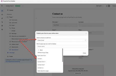 Display A Form On A Specific Page