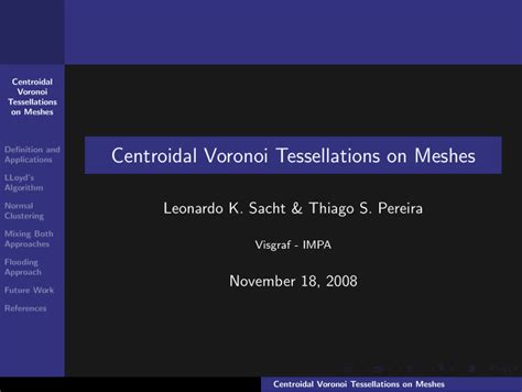 Ppt Centroidal Voronoi Tessellations On Meshes Applications Lloyds
