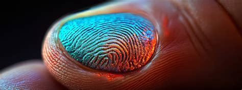 The Scene Shows A Dark Virtual Screen With A Blue Fingerprint Scan Icon Illustrating The