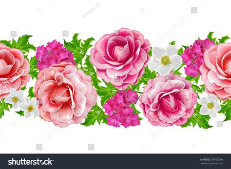 Horizontal Floral Border Pattern Seamless Flower Stock Illustration Shutterstock