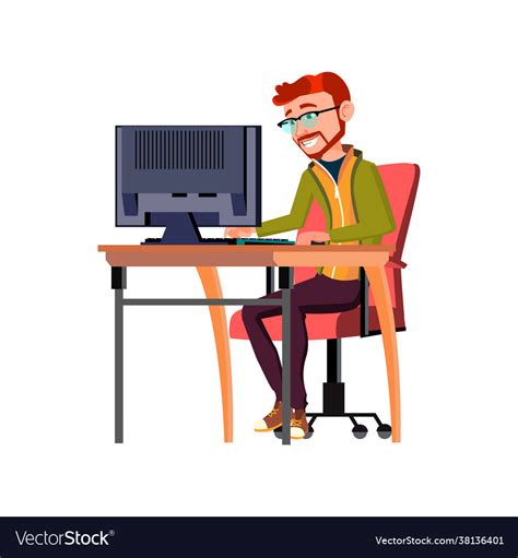 Person At Computer Cartoon
