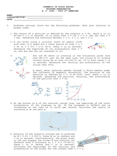 Midterm Examination Dynamics Of Rigid Bodies Retake Pdf