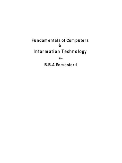 Bba 104 Unit 1 Fundamentals Of Computers Notes Pdf Computer Data Storage Random Access Memory