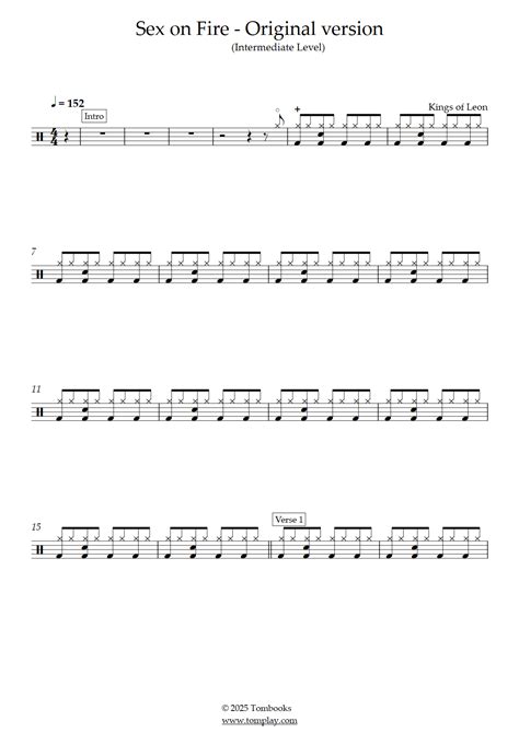 Sex On Fire Version Originale Niveau Intermédiaire Kings Of Leon Partition Batterie