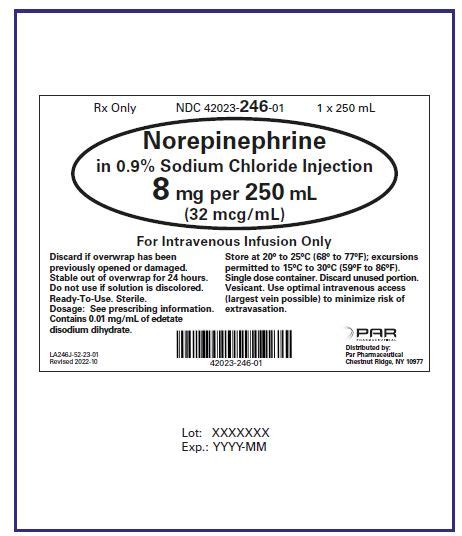 Norepinephrine Drip Dose 8mg 250 Ml