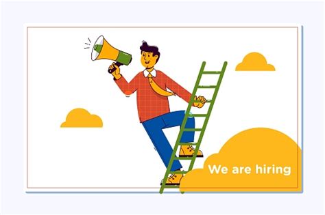 채용 모집 디자인 포스터입니다 전문 직원 또는 최신 공지를 고용에 대 한 확성기로 외치는 사람이 고용주 간판에 대한 스톡 벡터 아트 및 기타 이미지 Istock