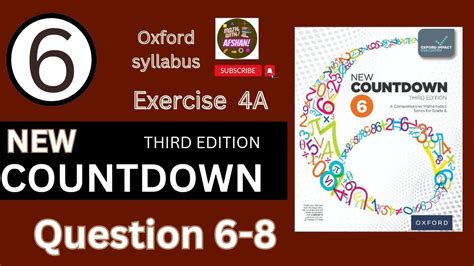 Class 6th Math Exercise 4a Question 6 8 Countdown 6 Oxford Math With Afshan Maths