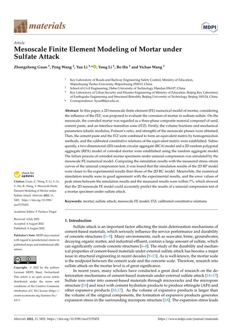 Pdf Mesoscale Finite Element Modeling Of Mortar Under Sulfate Attack
