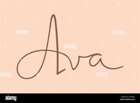 Female Name Ava Handwritten Lettering Calligraphy Girl Name Vector