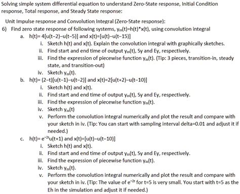 Solving Simple System Differential Equation To Understand Zero State Responseinitial Condition