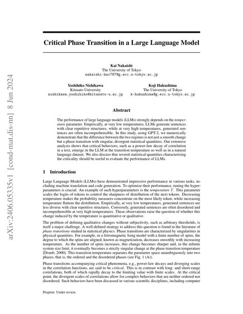 Pdf Critical Phase Transition In A Large Language Model