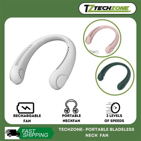 TECHZONE Portable Bladeless Neck Wearable Long Life Battery Cooling Fan For Home Outdoor