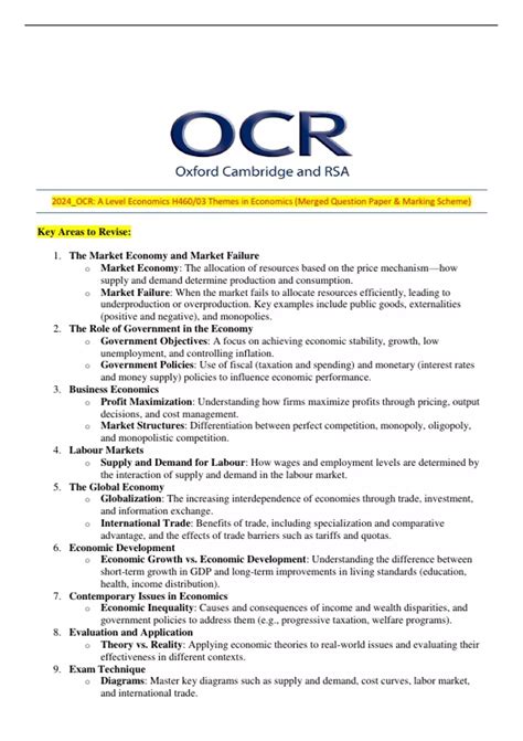 2024 Ocr A Level Economics H460 03 Themes In Economics Merged Question Paper And Marking Scheme