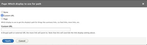 more link option should be configurable for views page displays
