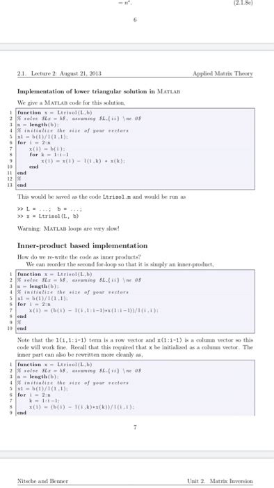 Solved Lecture August Applied Matrix Theory Chegg