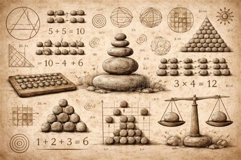 Educational Illustration Of Mathematical Concepts And Stone