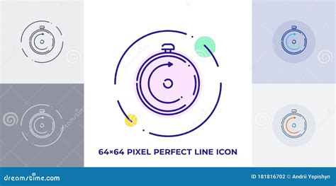 Stop Clock Line Art Vector Icon Outline Symbol Of Time Chronometer