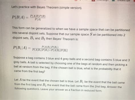 Solved Let S Practice With Bayes Theorem Simple Version Chegg