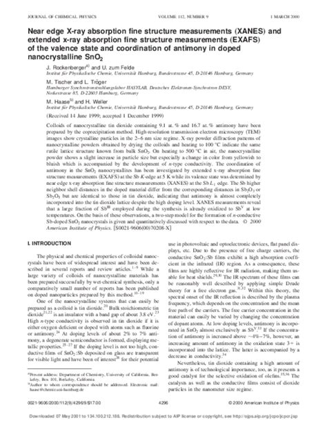 Pdf Near Edge X Ray Absorption Fine Structure Measurements Xanes