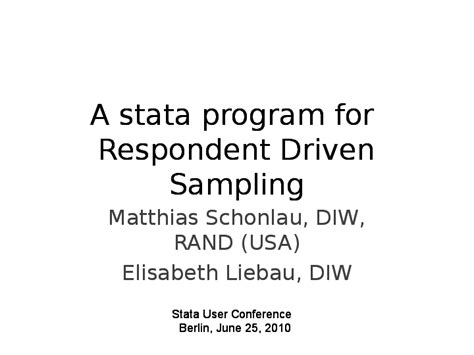 Ppt Rds A Stata Program For Respondent Driven Sampling