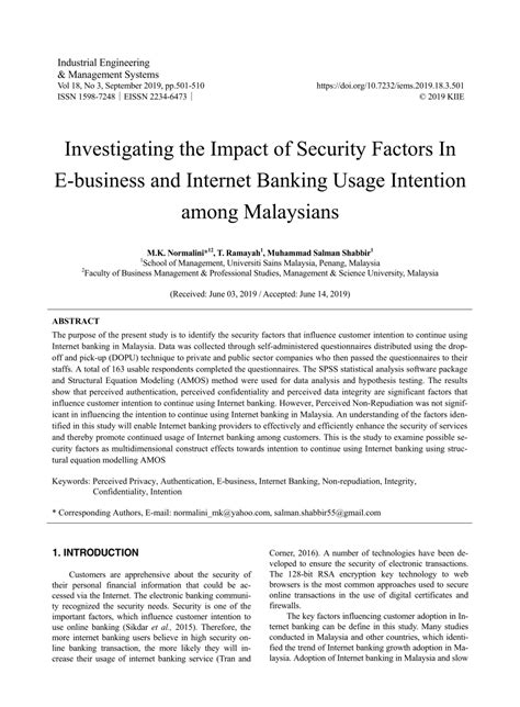 Pdf Investigating The Impact Of Security Factors In E Business And
