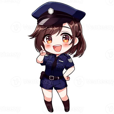Cute Chibi Police Girl Ai Generative 33494806 Png