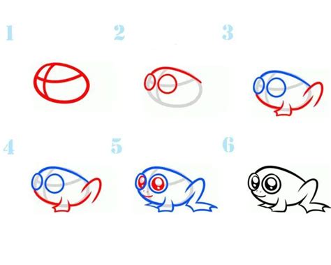 Лягушку нарисовать карандашом поэтапно для детей