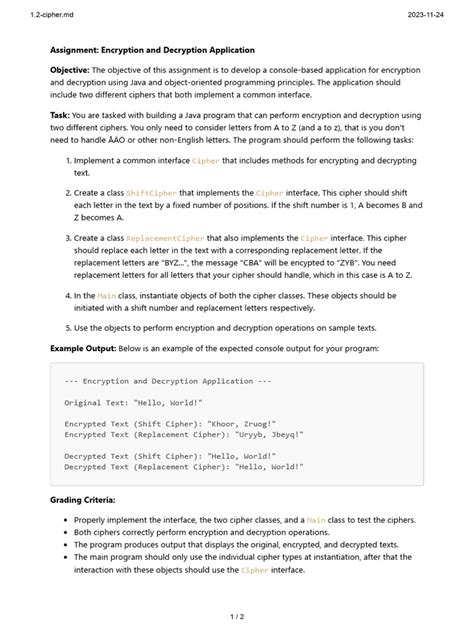 12 Cipher 1 Pdf Encryption Class Computer Programming
