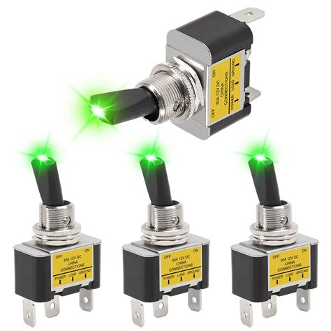 4pcs Green Led Toggle Switch 30 Amp 12 Volt Toggle
