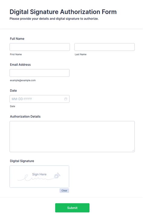 Digital Signature Authorization Form Template Jotform
