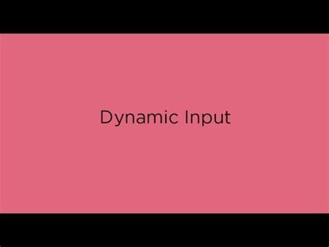 33 Dynamic Input YouTube